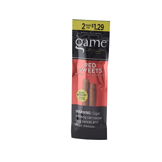 Game Red Sweets Natural Leaf Cigarillos (4 1/4" x 28) | Famous Smoke