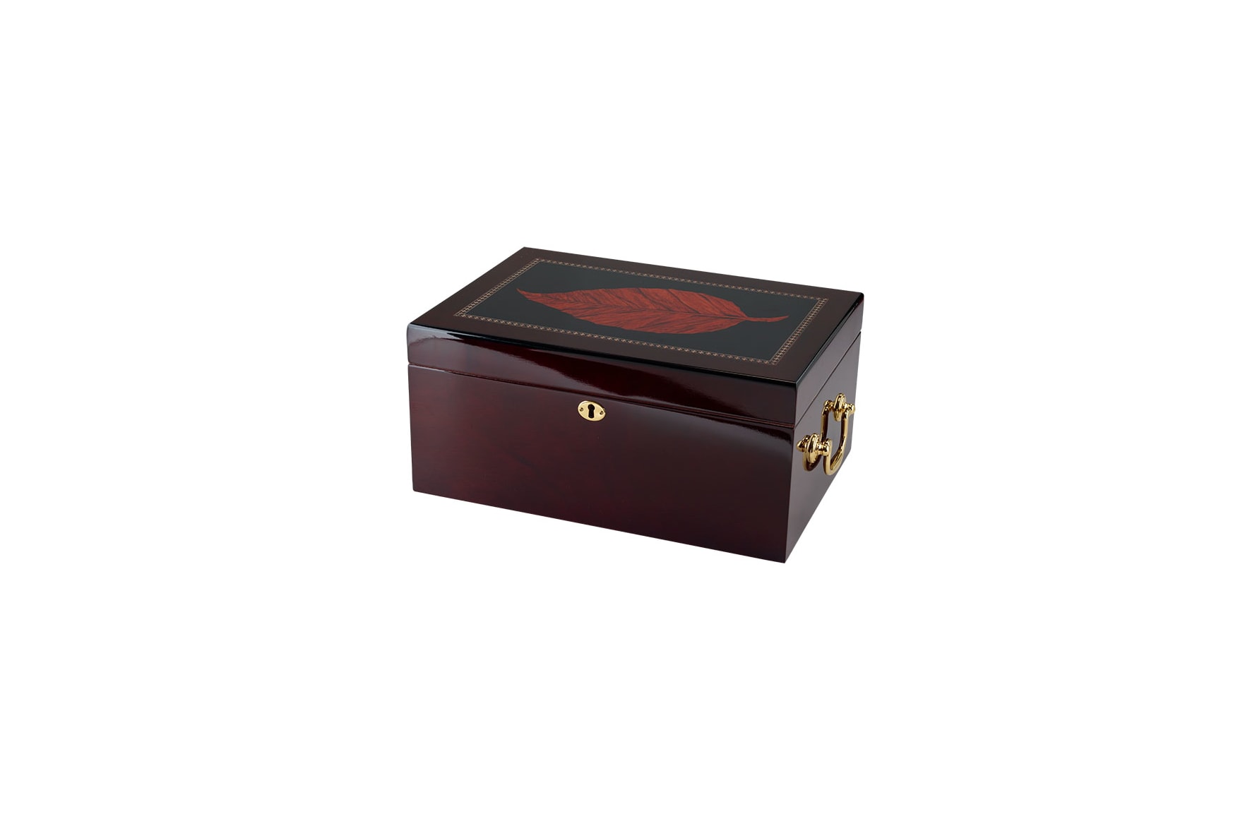 The Deauville Tobacco Leaf Inlay Humidor | Famous Smoke